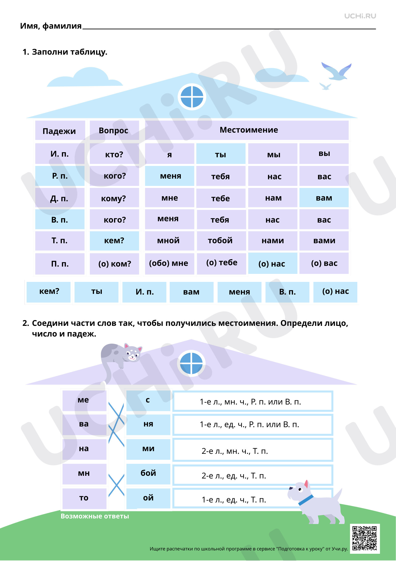 📒 Заметка для учителя “Личные местоимения 1 ­го и 3 ­го лица