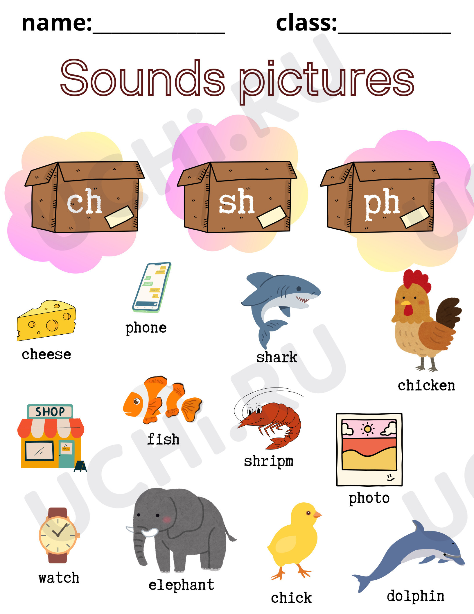 📒 Рабочий лист по теме “Рабочий лист по английскому языку "буквосочетания ph,sh,ch" 2 класс ...